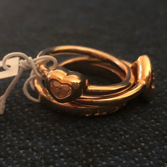 Coach | Jewelry | Coach Three Ring Stacking Set Size 75 Heart | Poshmark